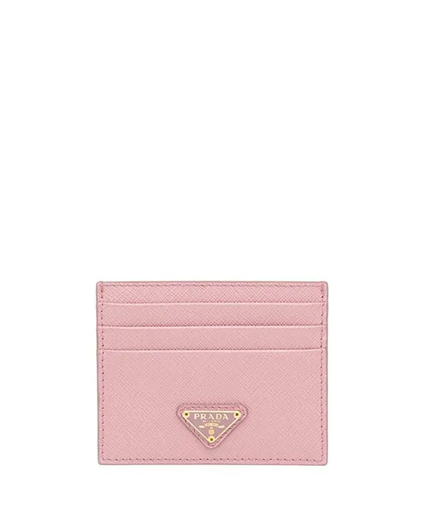 Prada Saffiano Leather Card Holder - Peach