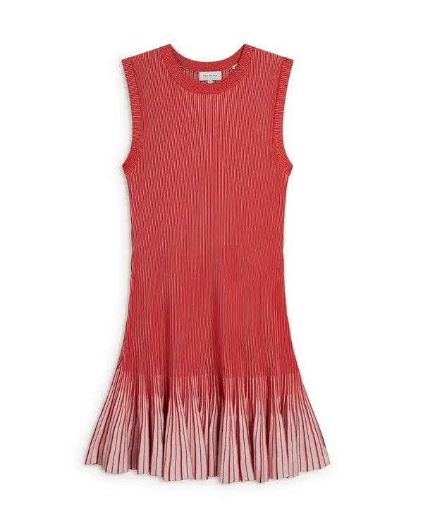 Ted Baker London Lilyo Textured Striped Dress - Red