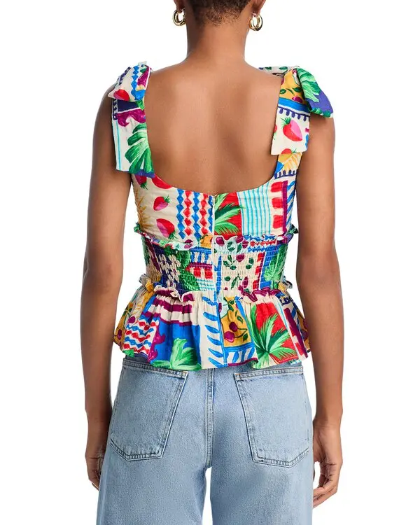 Aqua Smocked Tie Tank Top