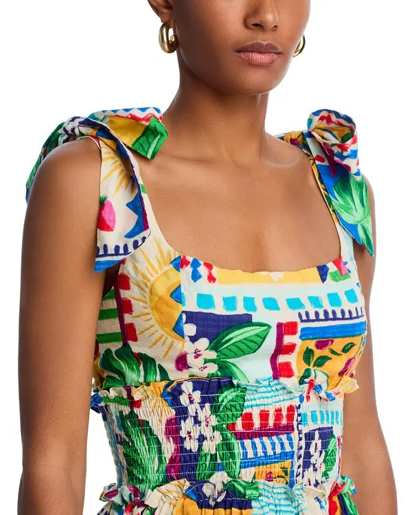 Aqua Smocked Tie Tank Top
