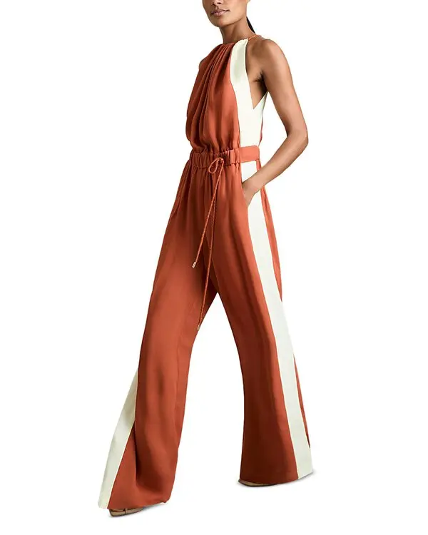 REISS Side Stripe Rope Tie Jumpsuit - Orange