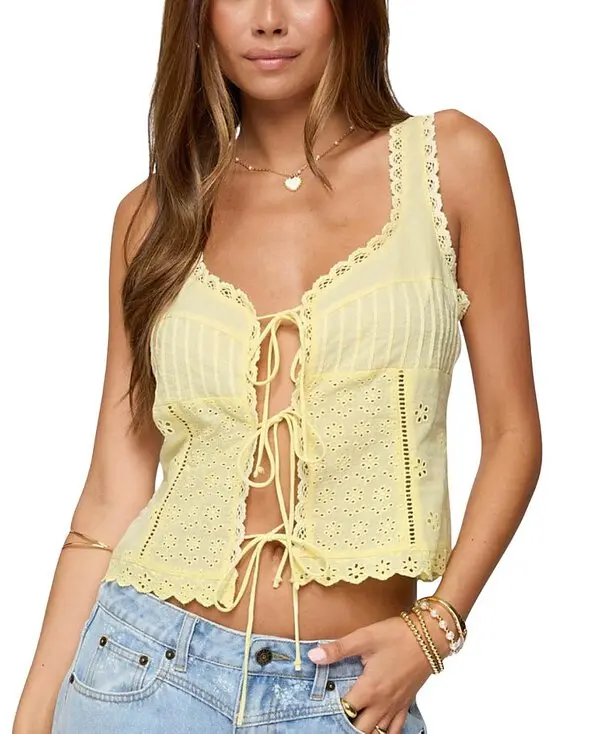 EDIKTED Fiore Eyelet Top - Yellow