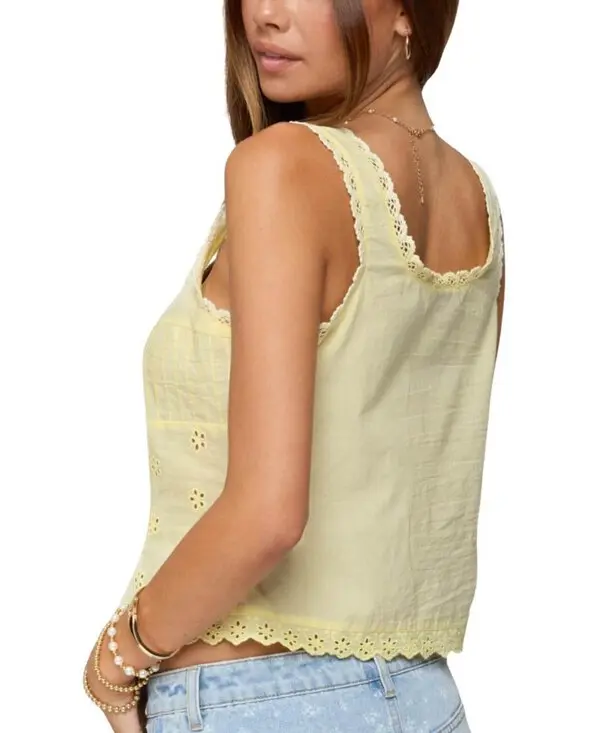 EDIKTED Fiore Eyelet Top - Yellow