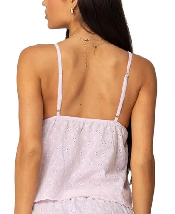 EDIKTED Talula Eyelet Babydoll Top - Light-pink