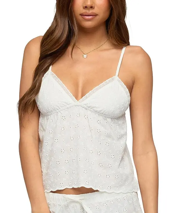 EDIKTED Talula Eyelet Babydoll Top - White