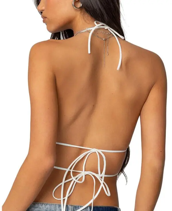 EDIKTED Nyx Backless Sheer Lace Top