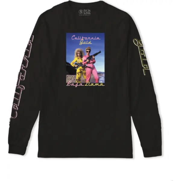 BAJA LLAMA California Goldlong Sleeve Primo Graphic Tee - Black