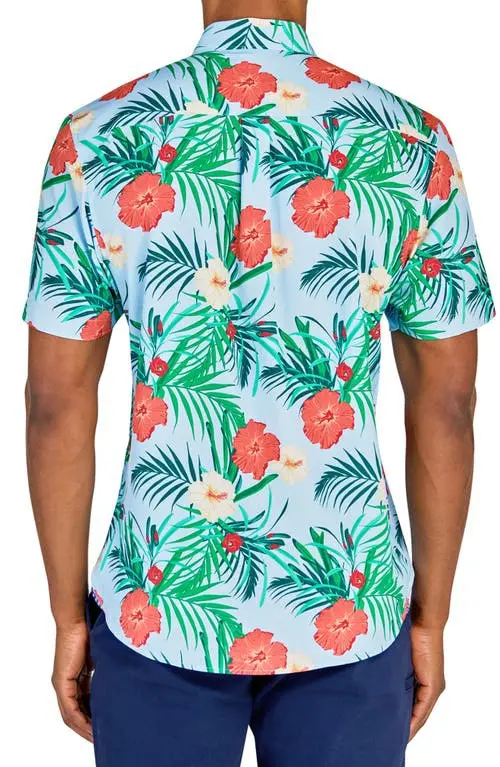 CON.STRUCT Slim Fit Tropical Recycled 4-way Stretch Performance Short Sleeve Shirt