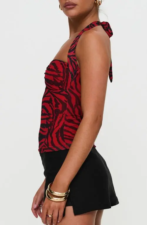 Princess Polly Cielo Animal Print Mesh Halter Top