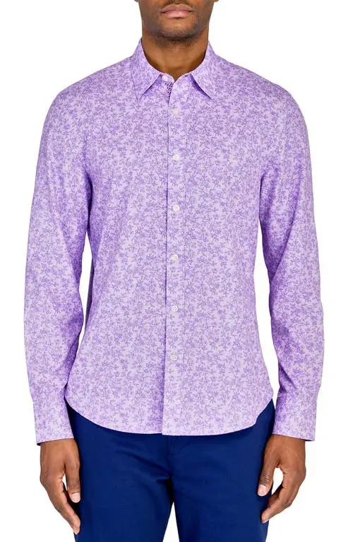 CON.STRUCT Slim Fit Ditsy Floral Recycled 4-way Stretch Performance Long Sleeve Shirt - Lilac