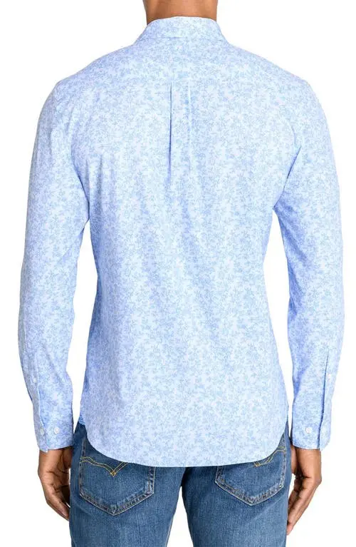 CON.STRUCT Slim Fit Ditsy Floral Recycled 4-way Stretch Performance Long Sleeve Shirt - Lt Blue