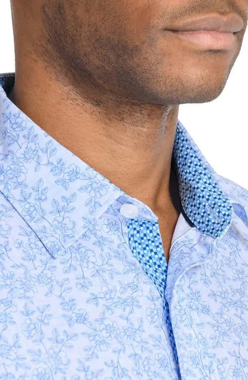 CON.STRUCT Slim Fit Ditsy Floral Recycled 4-way Stretch Performance Long Sleeve Shirt - Lt Blue
