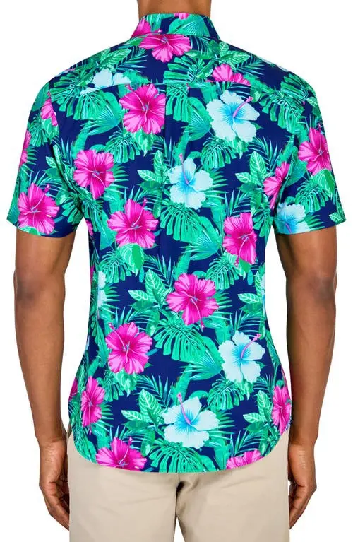 CON.STRUCT Slim Fit Hibiscus Recycled 4-way Stretch Performance Short Sleeve Shirt