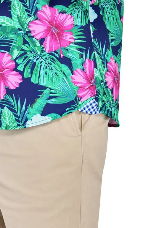 CON.STRUCT Slim Fit Hibiscus Recycled 4-way Stretch Performance Short Sleeve Shirt