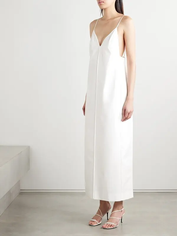 Khaite Tulula Silk-poplin Maxi Dress - White