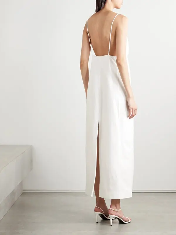 Khaite Tulula Silk-poplin Maxi Dress - White