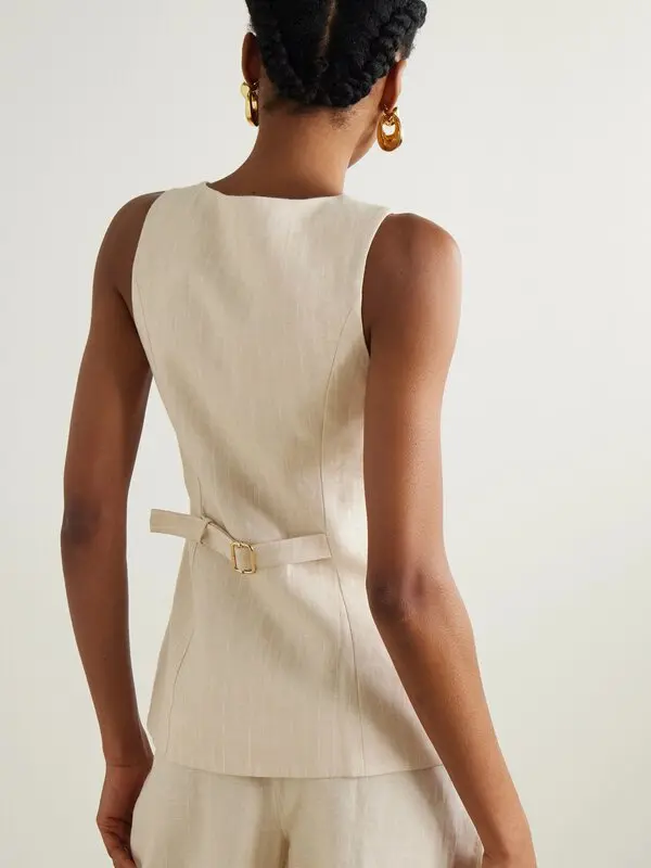 Posse Lucille Pinstriped Linen Vest