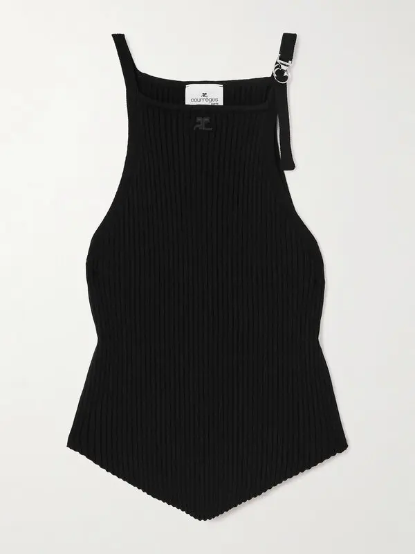 COURREGES Embellished Ribbed-knit Tank
