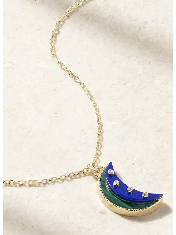 L'ATELIER NAWBAR Layer Moon 18-karat Gold Multi-stone Necklace - Blue