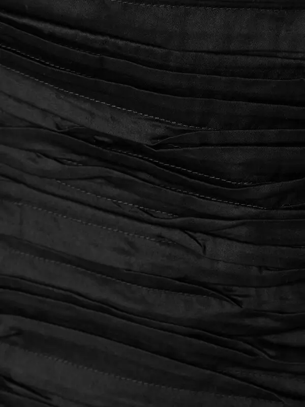 Aje Sunbeam Strapless Pleated Cotton-poplin Top - Black