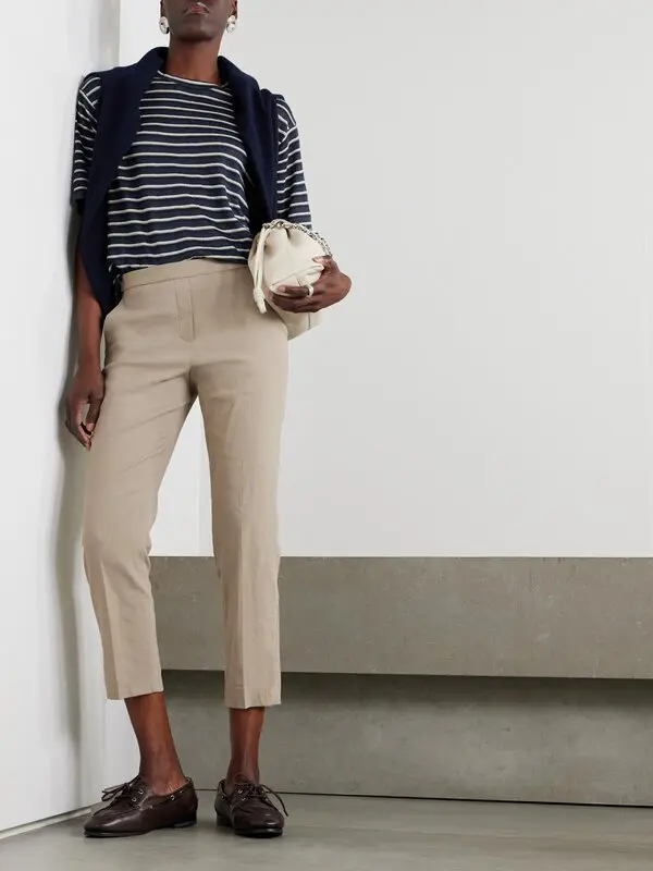 Theory Striped Linen-blend T-shirt