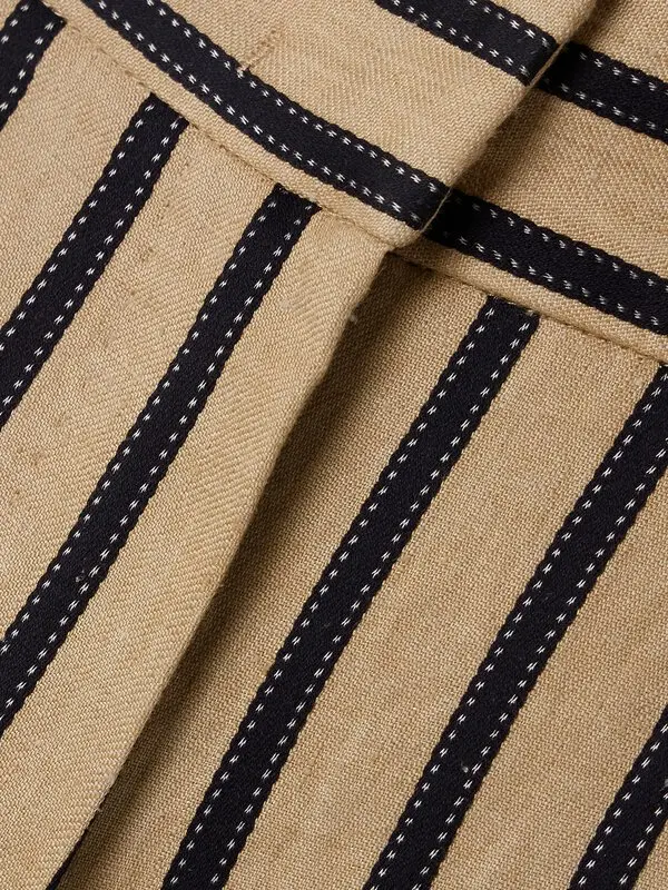 Max Mara Striped Linen-blend Wide-leg Pants - Neutrals