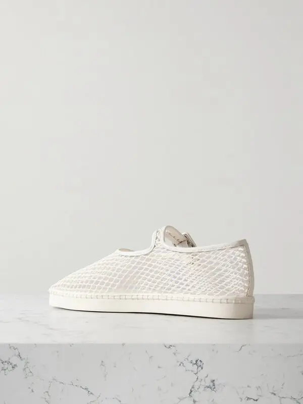 LOEFFLER RANDALL Rita Mesh Platform Mary Jane Flats - Neutrals