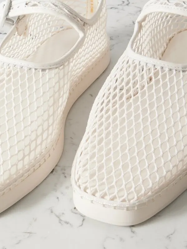 LOEFFLER RANDALL Rita Mesh Platform Mary Jane Flats - Neutrals