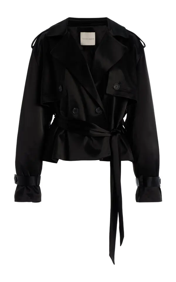 FAVORITE DAUGHTER Exclusive Cropped Trench Coat - Black