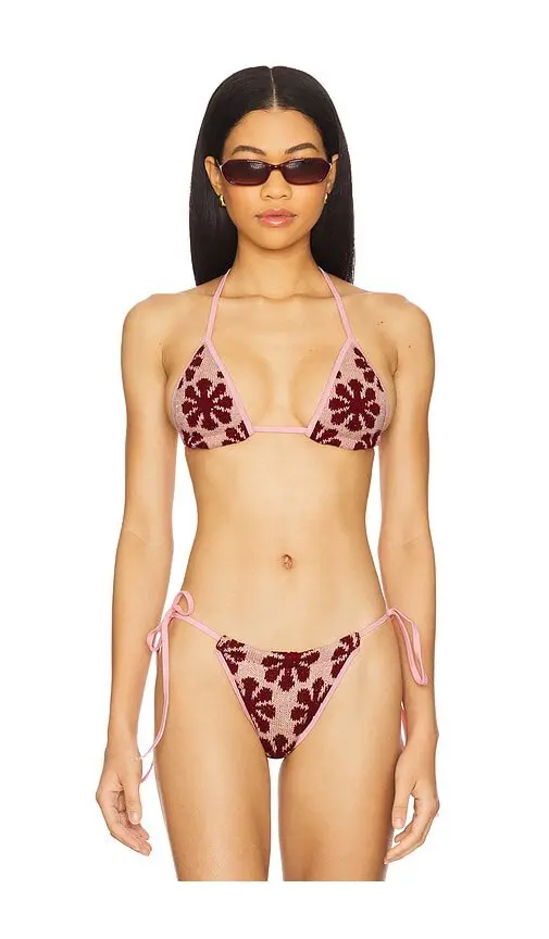 ASTA RESORT Lio Jacquard Bikini Top - Pink Delilah Sequin