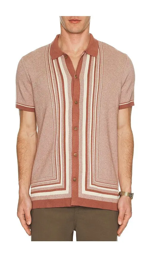 Marine Layer Ethan Sweater Button Down Shirt In Brick