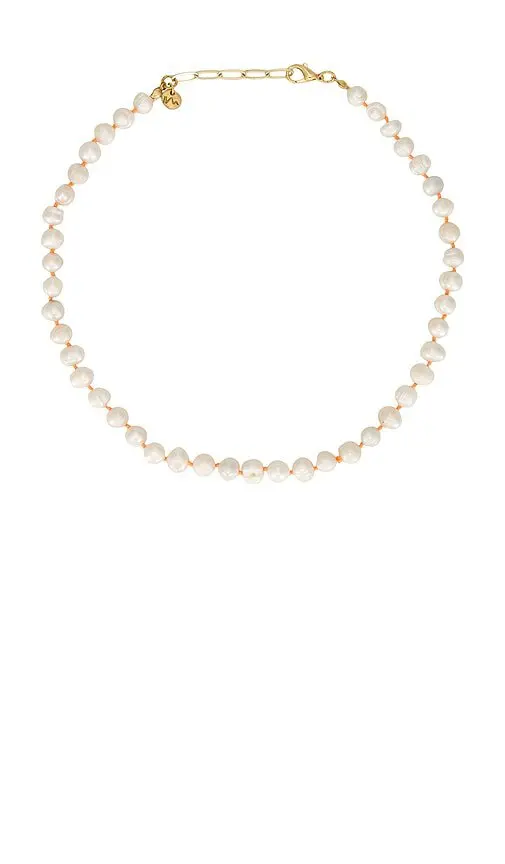 Maison Irem Pearl Lilly Necklace - Neon Orange Knot