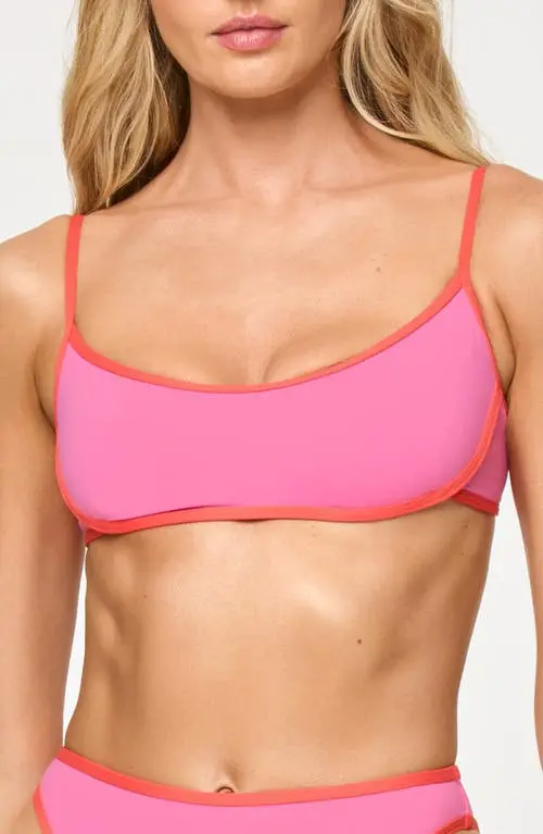 L*Space Zella Contrast Trim Bikini Top - Bubblegum/ Grapefruit
