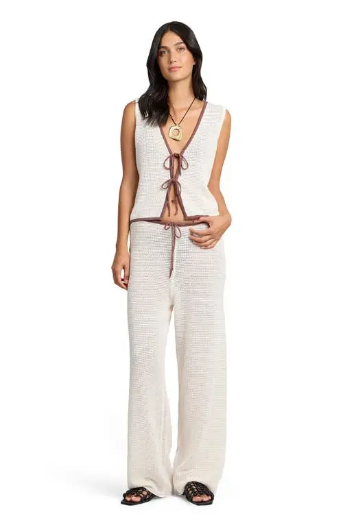 Onia Linen Knit Tie-front Tank Top - Egret/cppuccino