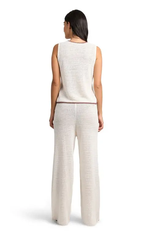Onia Linen Knit Tie-front Tank Top - Egret/cppuccino