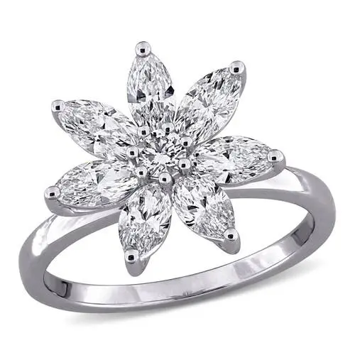 JULIANNA B. 14k 1-1/2 Ctw Lab-grown Diamond Flower Ring - White Gold