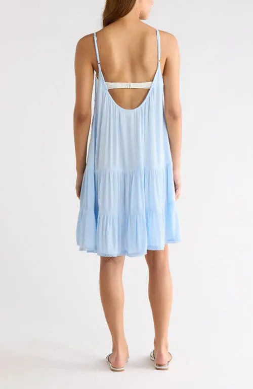 Nordstrom Tiered Crinkle Cover-up Dress - Blue Floaty
