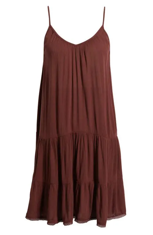 Nordstrom Tiered Crinkle Cover-up Dress - Brown Raisin