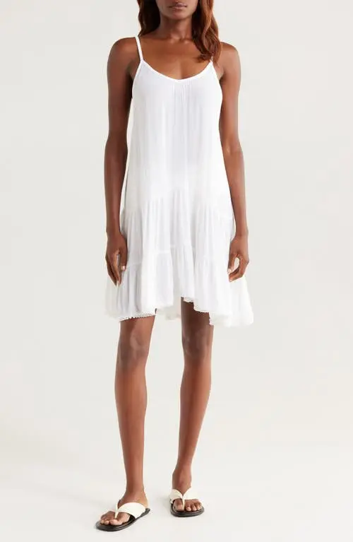 Nordstrom Tiered Crinkle Cover-Up Dress White Editorialist