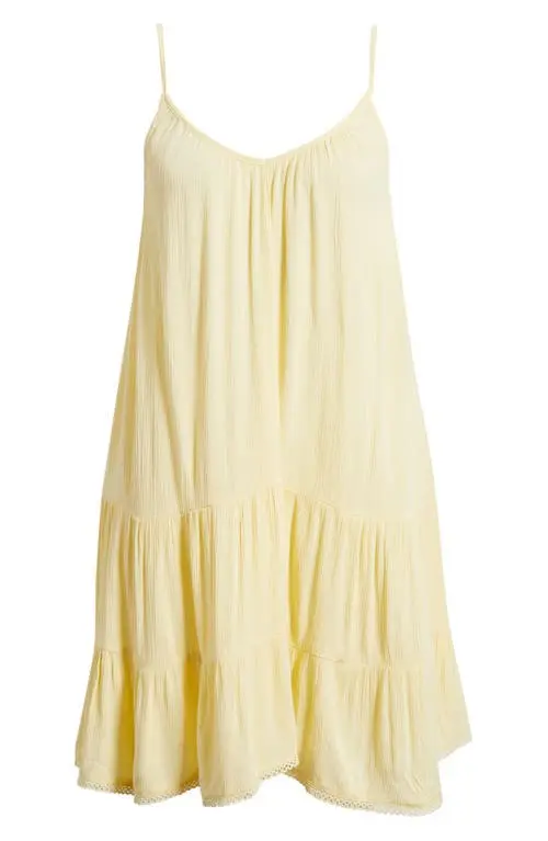 Nordstrom Tiered Crinkle Cover-up Dress - Yellow Pale