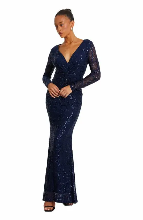 Quiz Long Sequin Dress Quiz Rose Gold Sequin Zig Zag Maxi #Dress