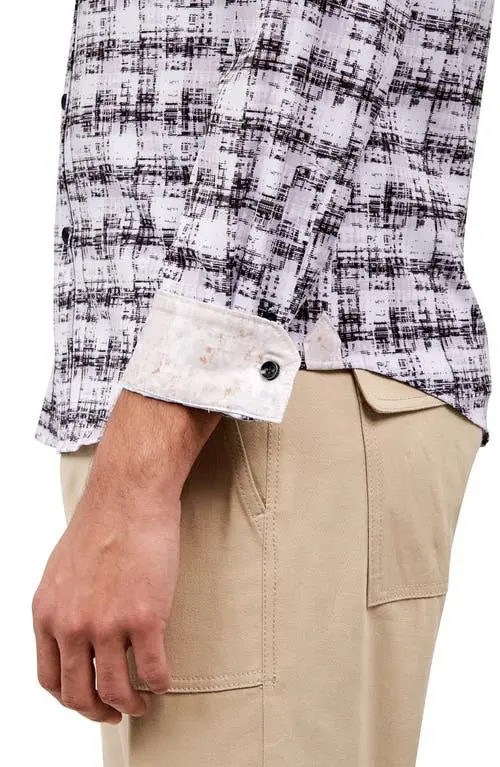 BROOKLYN BRIGADE Slim Fit Abstract Check Performance Long Sleeve Shirt