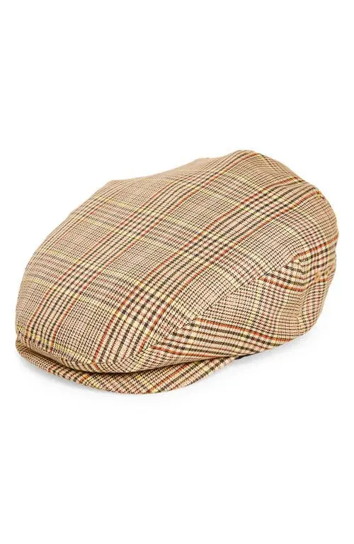 Brixton Hooligan Herringbone Driving Cap - Tan/brown/rust Houndstooth