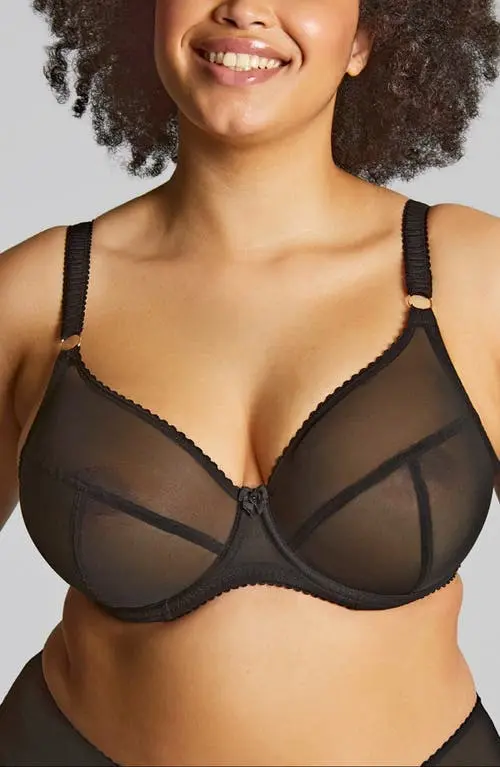 Panache Liberty Underwire Sheer Mesh Bra - Black