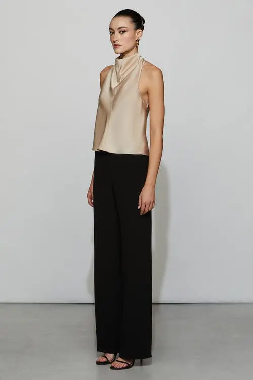 ET OCHS Sleeveless Cowl Drape Satin Top