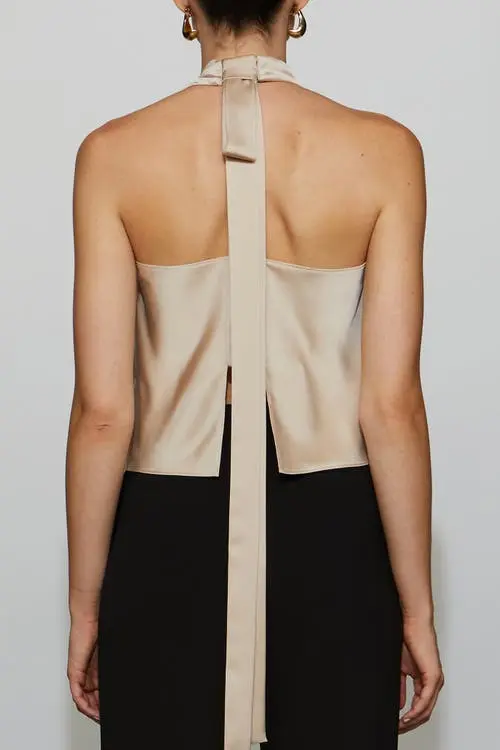 ET OCHS Sleeveless Cowl Drape Satin Top