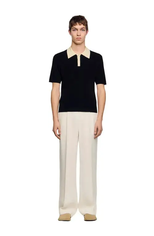 Sandro Two-tone Polo Shirt - Black