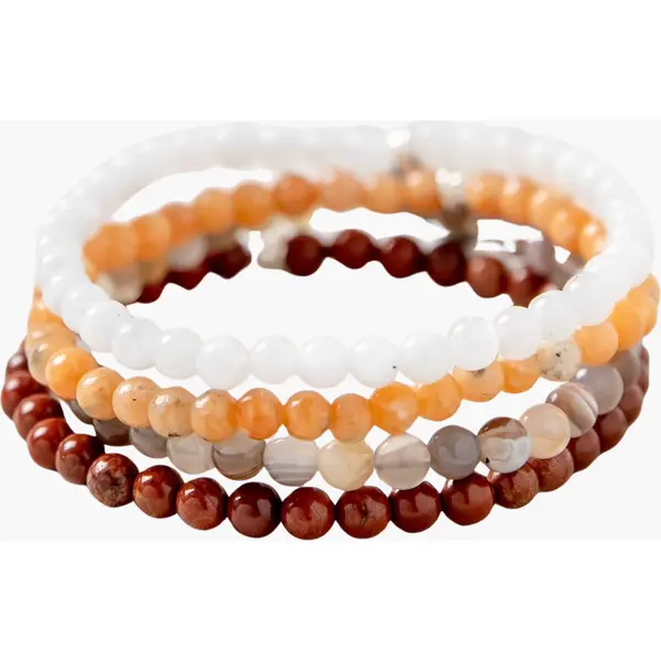 TINY RITUALS Cancer Zodiac Bracelet Set - White /red /orange /beige