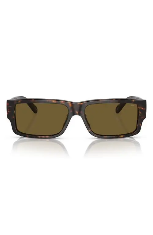 DIESEL® Rectangular Sunglasses - Shiny Dark Havana/ Solid Brown