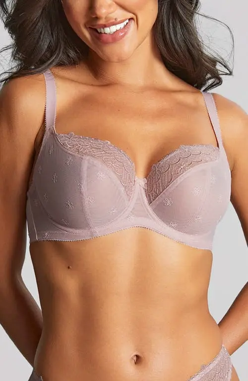 Panache Blossom Underwire Embroidered Balcony Bra - Taupe